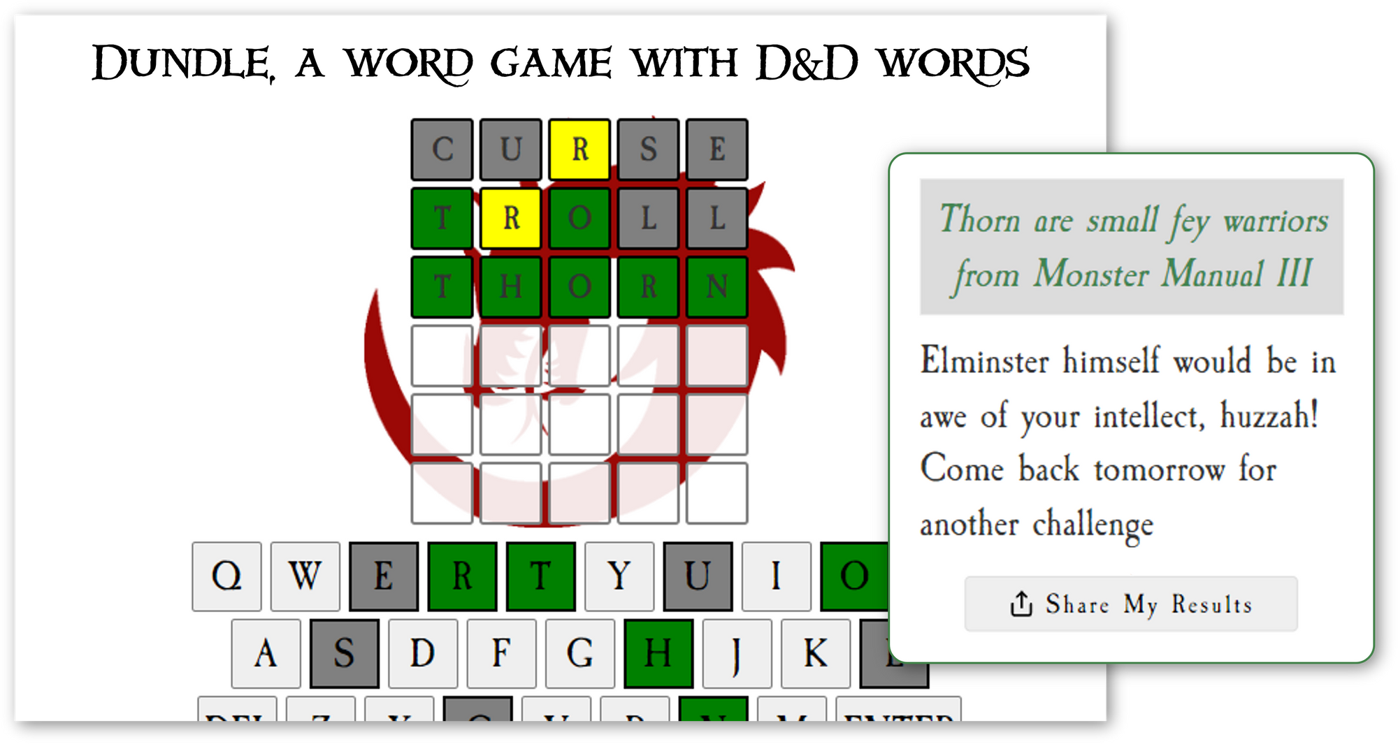 Dundle - a DnD word game